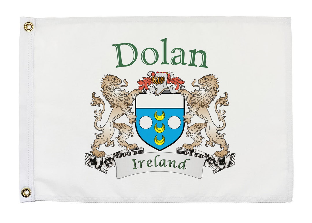 Dolan Irish Coat of Arms Small White Flag - 16"x10.5" Inches - Etsy
