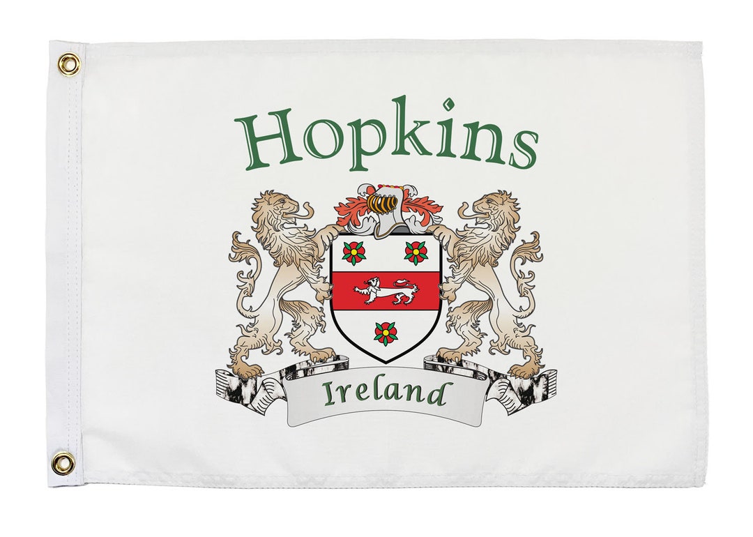 Hopkins Irish Coat of Arms Small White Flag - Etsy