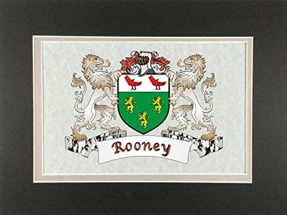 Rooney Irish Coat of Arms Print Frameable 9 X 12 | Etsy