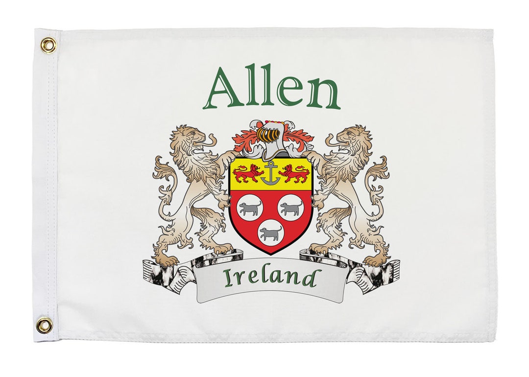 Allen Irish Coat of Arms Small White Flag - 16"x10.5" Inches - Etsy