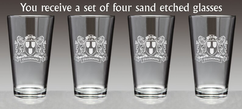 Fitzsimmons Irish Coat of Arms Lions Pint Glasses (sand Etched) - Etsy