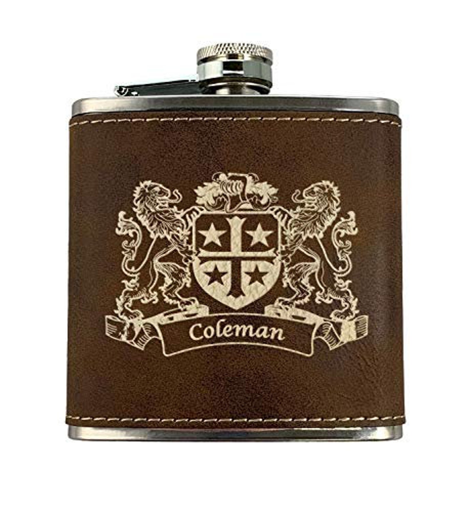 Coleman Irish Coat of Arms Leather Flask Rustic Brown | Etsy
