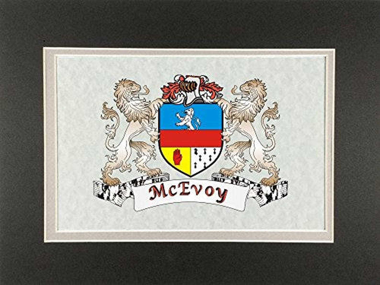 Mcevoy Irish Coat of Arms Print Frameable 9 X 12 - Etsy