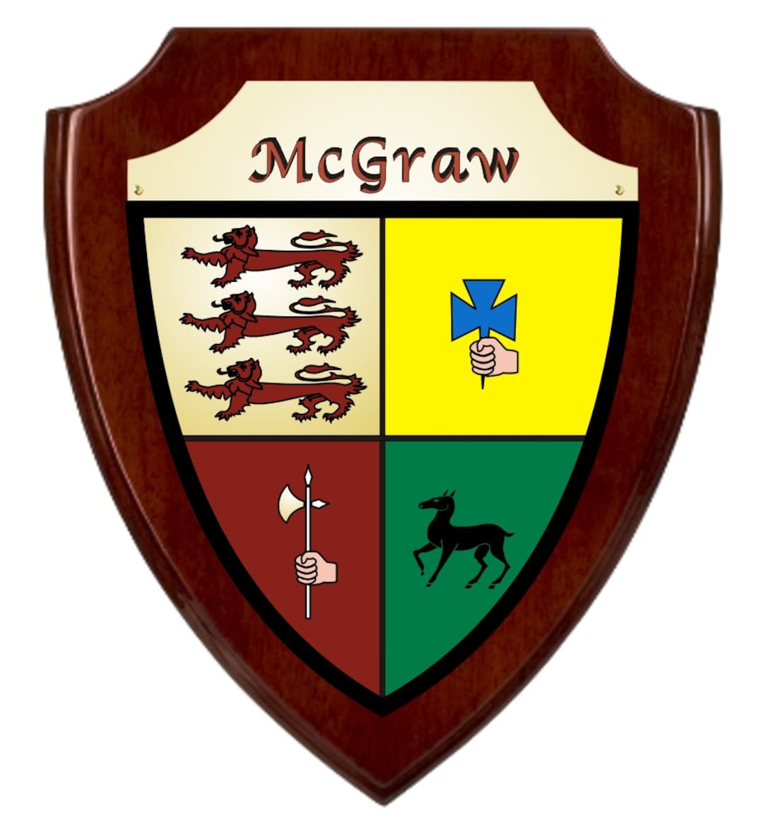 Mcgraw Irish Coat of Arms Shield Plaque Rosewood Finish - Etsy