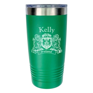 Kelly Irish Coat of Arms Stainless Steel Green Travel Tumbler - Etsy