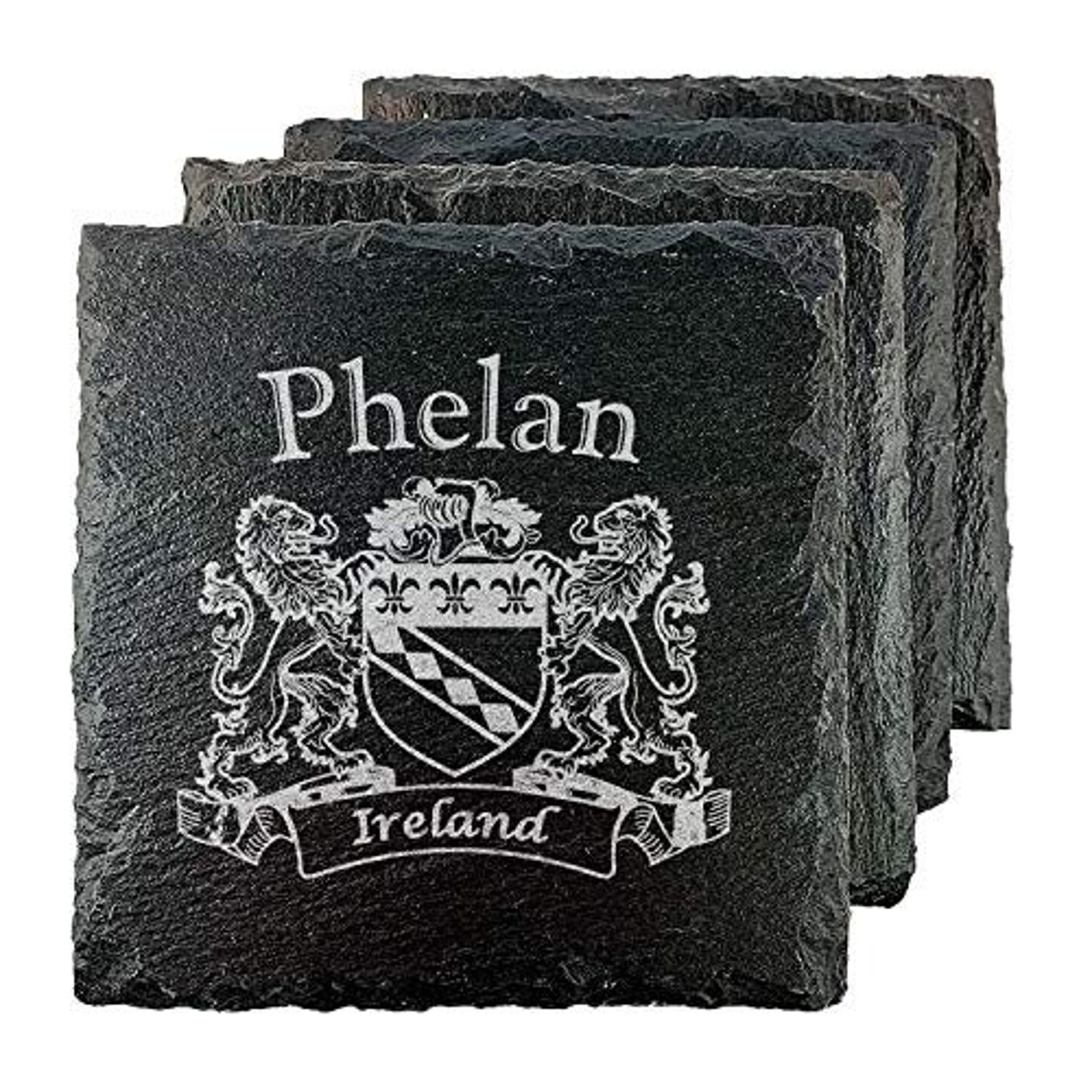 Phelan Irish Coat of Arms Slate Coasters Set of 4 | Etsy