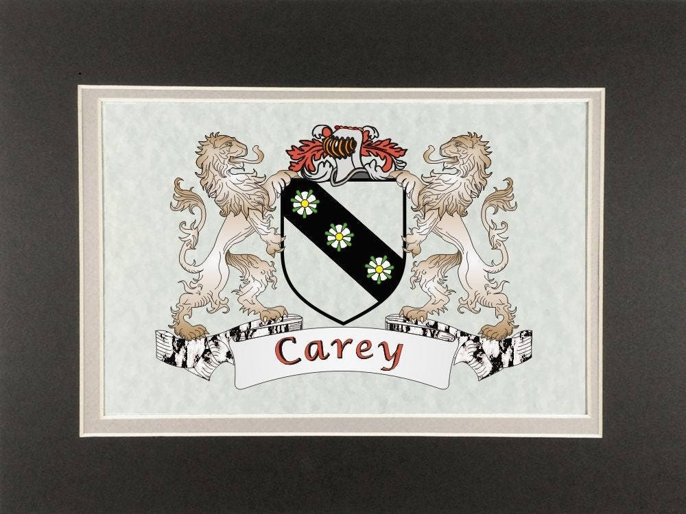 Carey Irish Coat of Arms Print Frameable 9 x 12 | Etsy