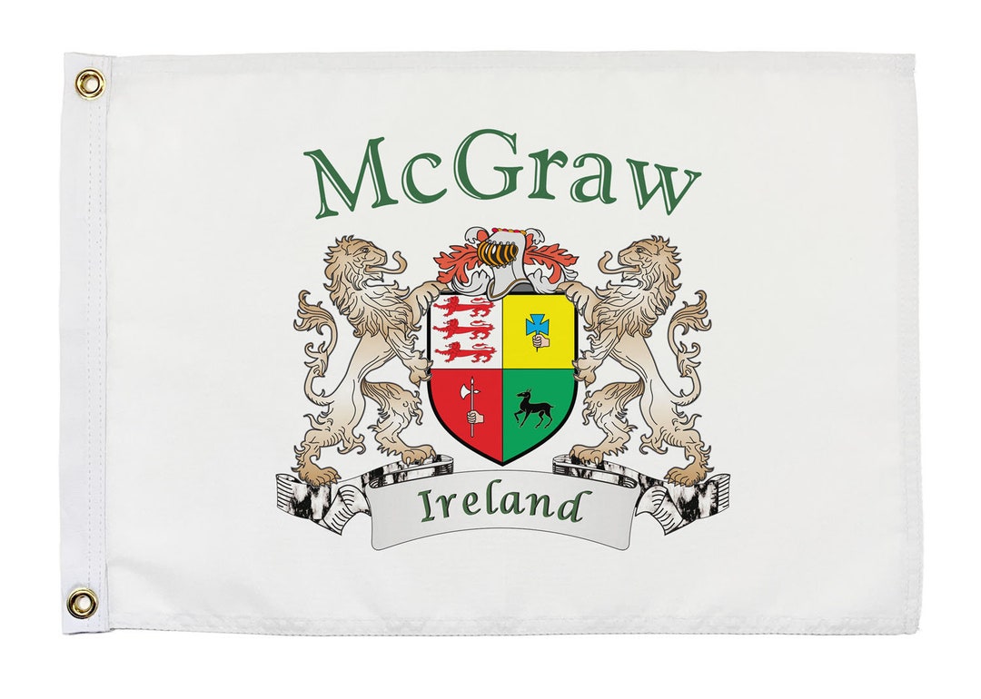 Mcgraw Irish Coat of Arms Small White Flag - 12"x18" Inches - Etsy