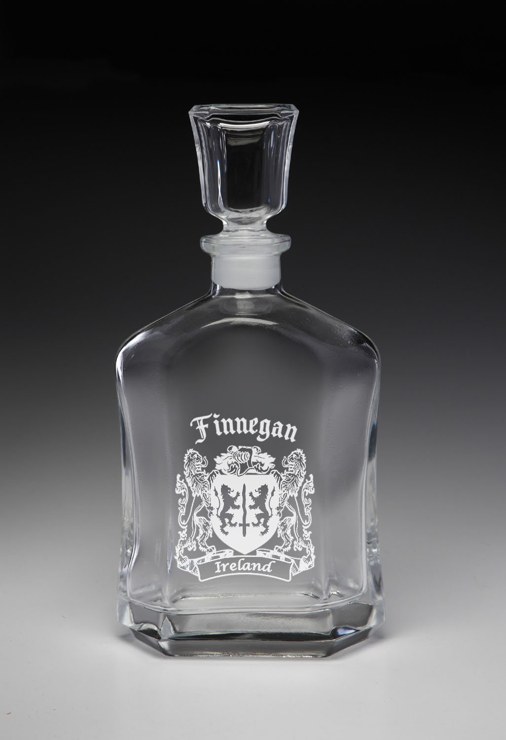 Finnegan Irish Coat of Arms Whiskey Decanter sand Etched - Etsy