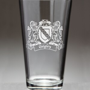 Quigley Irish Coat of Arms Lions Pint Glasses (sand Etched) - Etsy