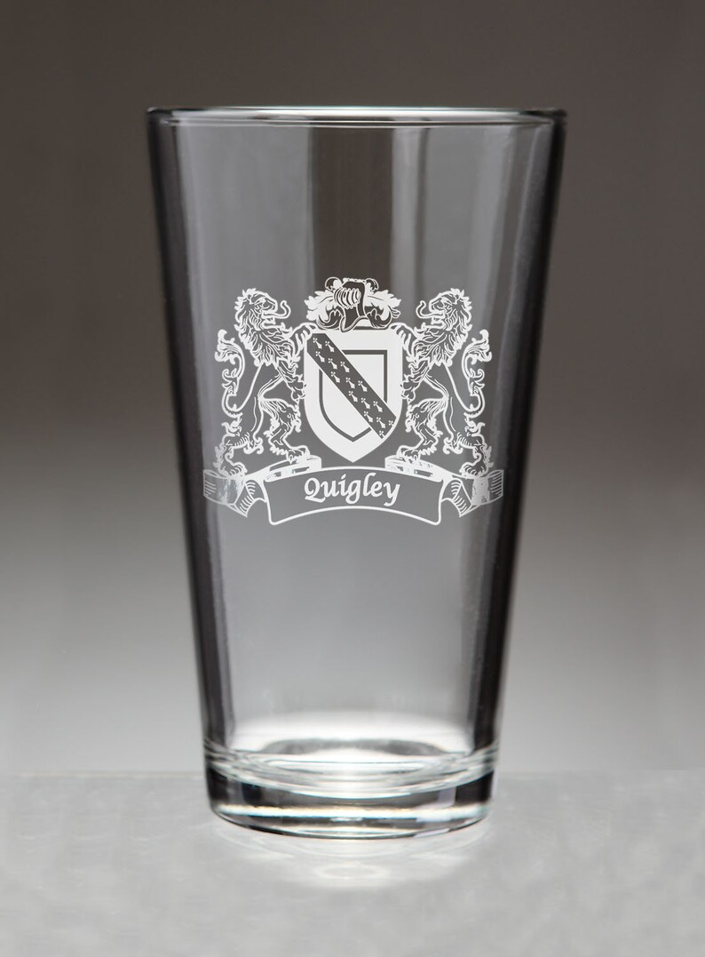 Quigley Irish Coat of Arms Lions Pint Glasses (sand Etched) - Etsy