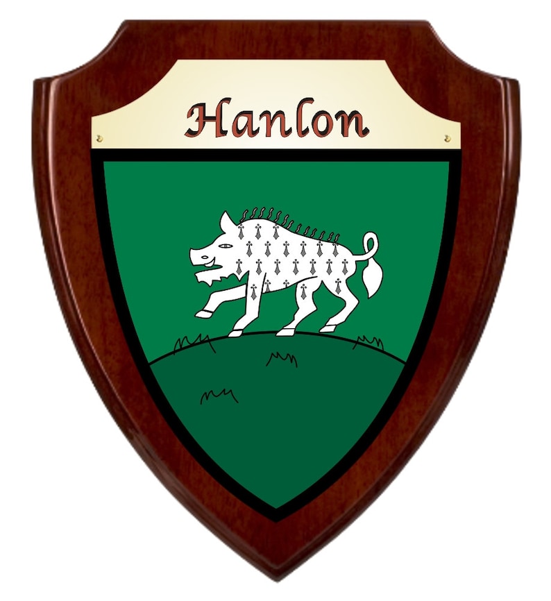 Hanlon Irish Coat of Arms Shield Plaque Rosewood Finish | Etsy