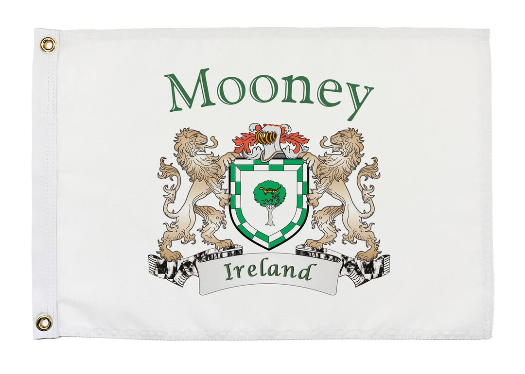 Mooney Irish Coat of Arms Small White Flag - Etsy