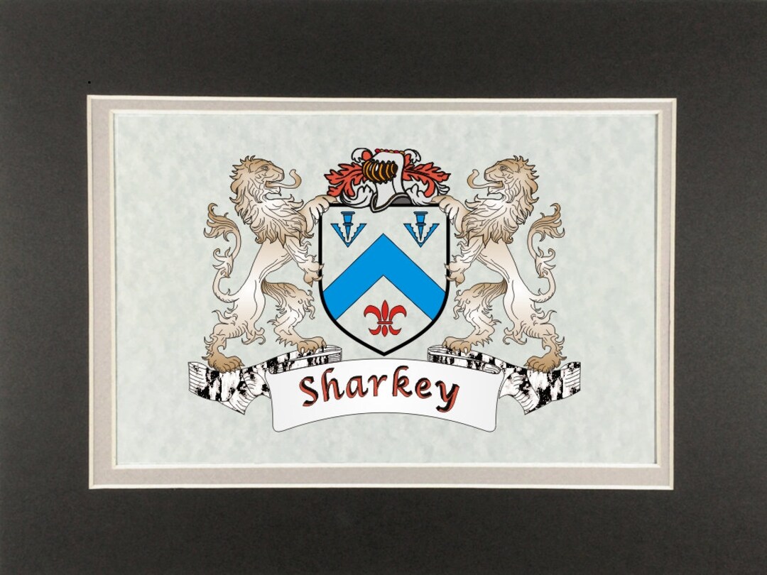 Impression des armoiries irlandaises de Sharkey Encadrable 9 x 12 ...