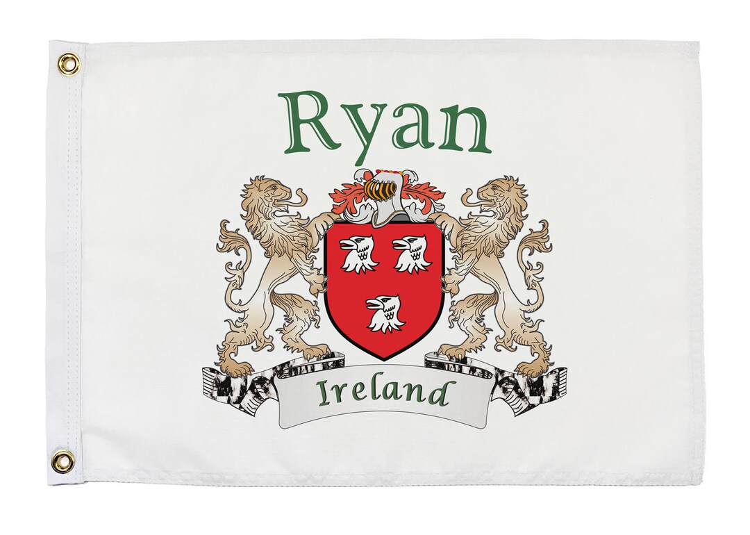 Ryan Irish Coat of Arms Small White Flag 12x18 - Etsy