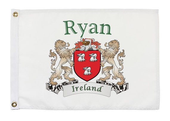 Ryan Irish Coat of Arms Small White Flag 12x18 | Etsy