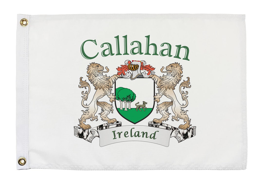 Callahan Irish Coat of Arms Small White Flag - 16"x10.5" Inches - Etsy