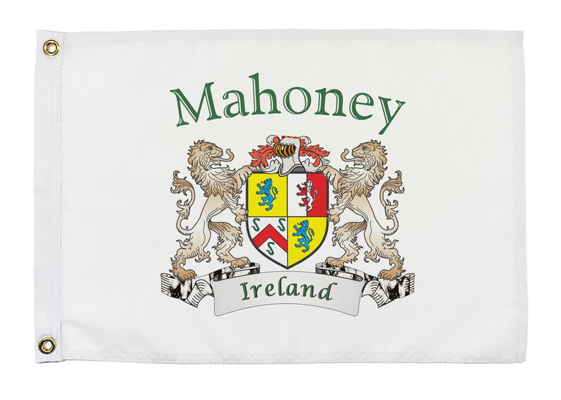 Mahoney Irish Coat of Arms Small White Flag - Etsy