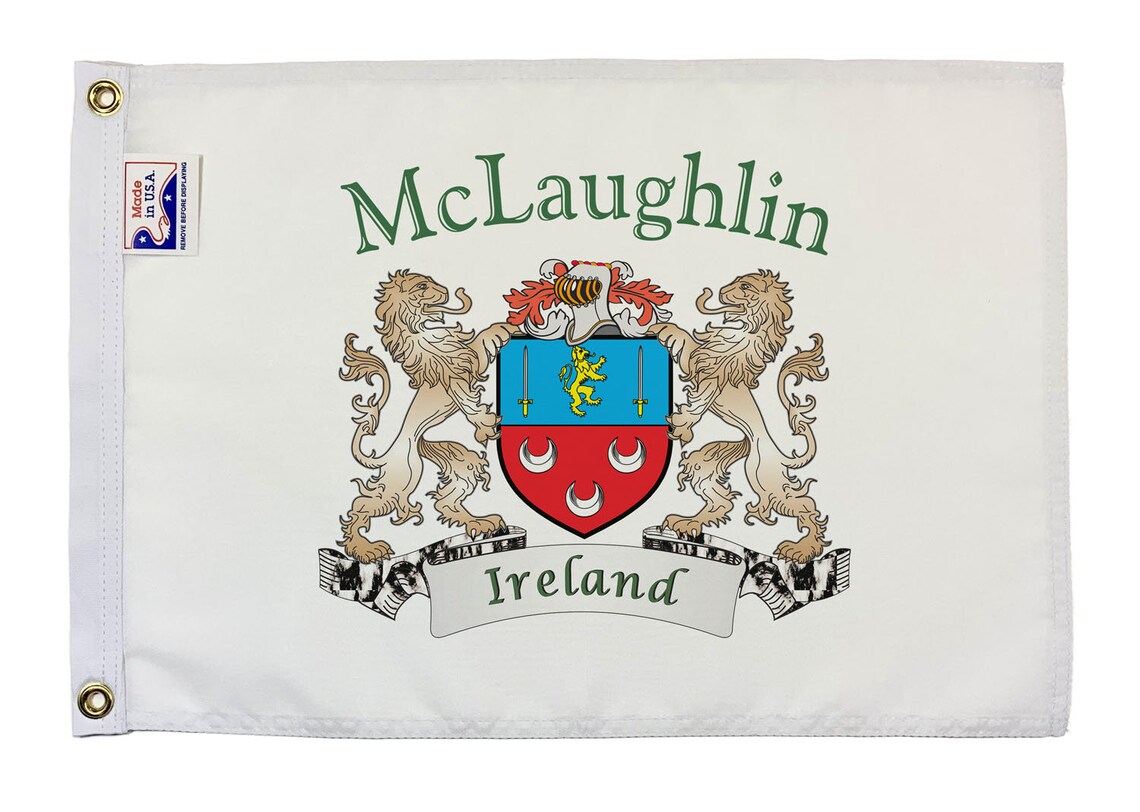 McLaughlin Irish Coat of Arms Small White Flag | Etsy