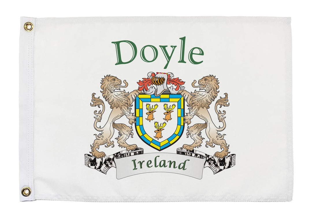 Doyle Irish Coat of Arms Small White Flag - 16"x10.5" Inches - Etsy