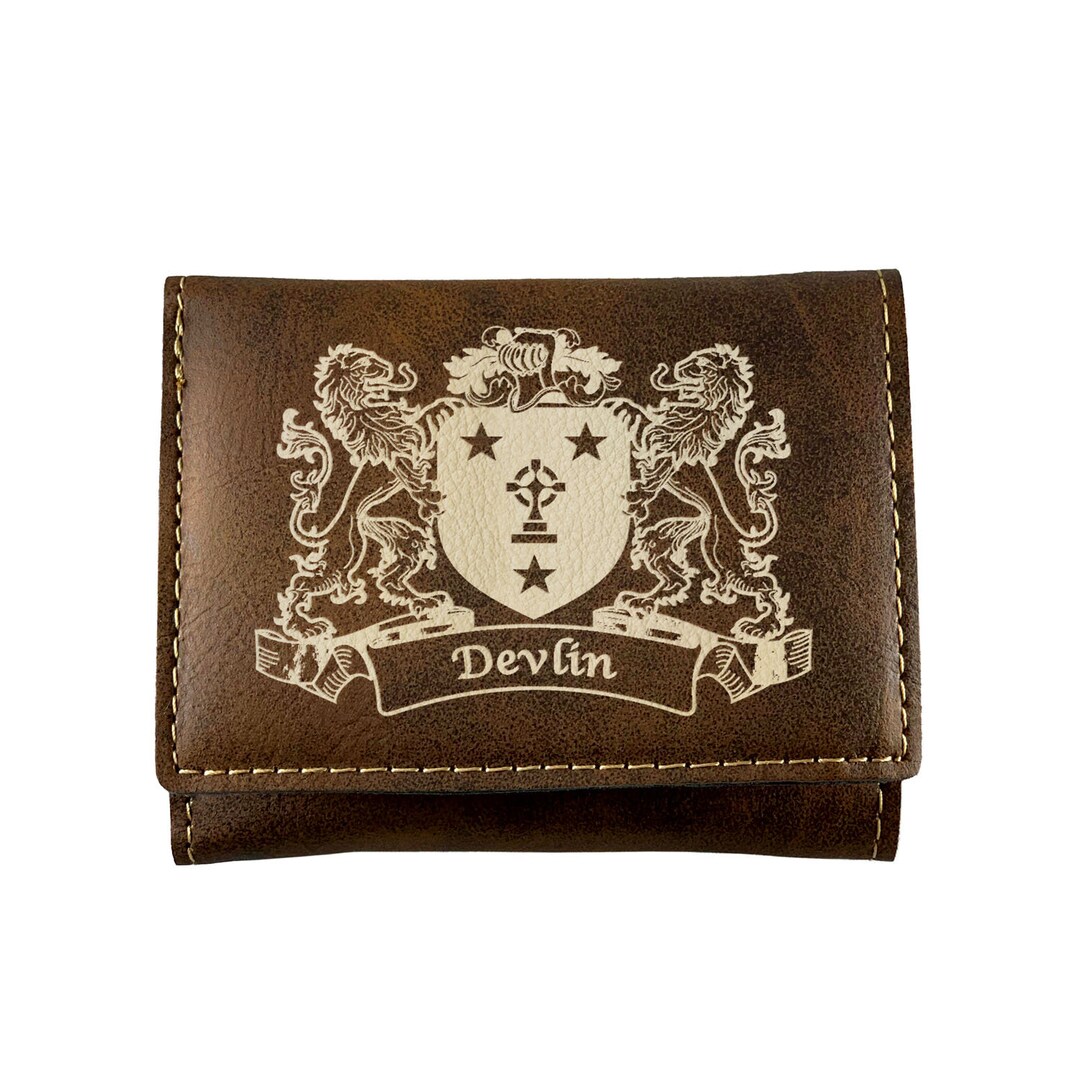 Devlin Irish Coat of Arms Rustic Leather Wallet - Etsy