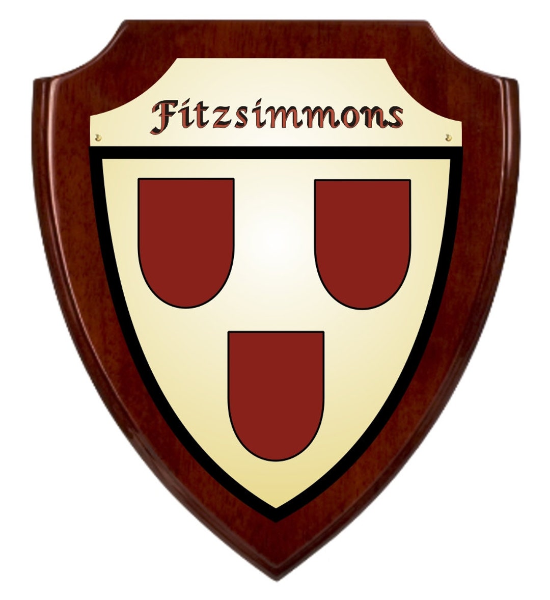 Fitzsimmons Irish Coat of Arms Shield Plaque - Rosewood Finish - Etsy