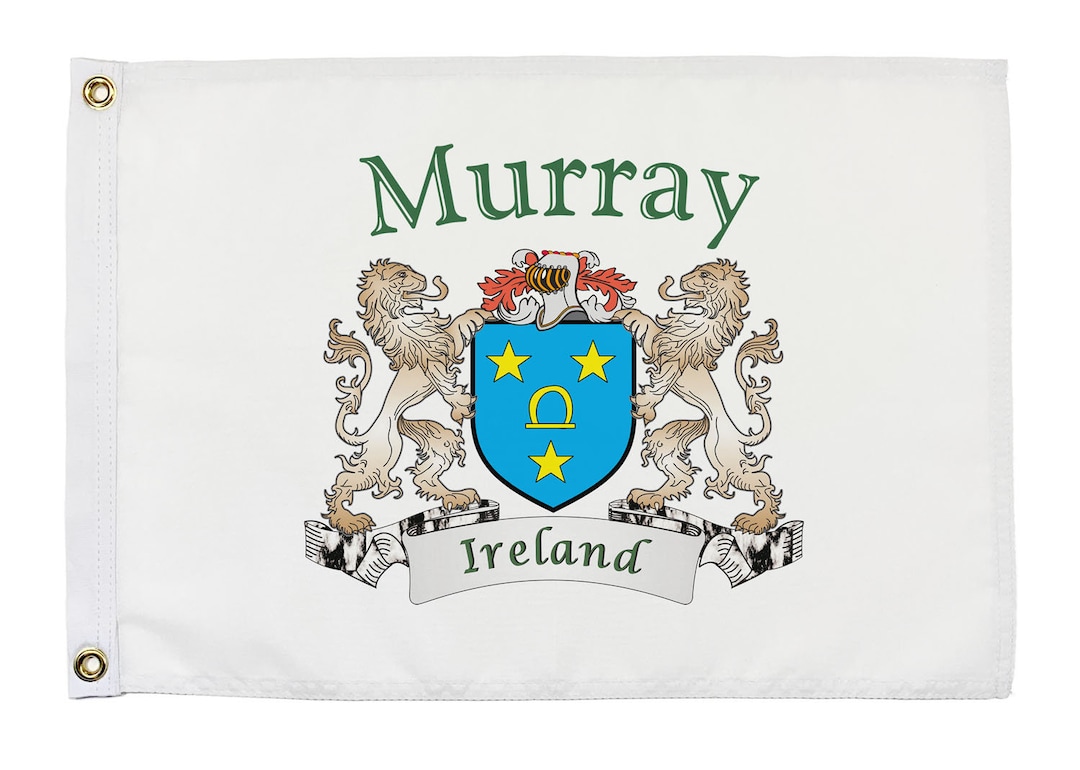 Murray Irish Coat of Arms Small White Flag - 16"x10.5" Inches - Etsy
