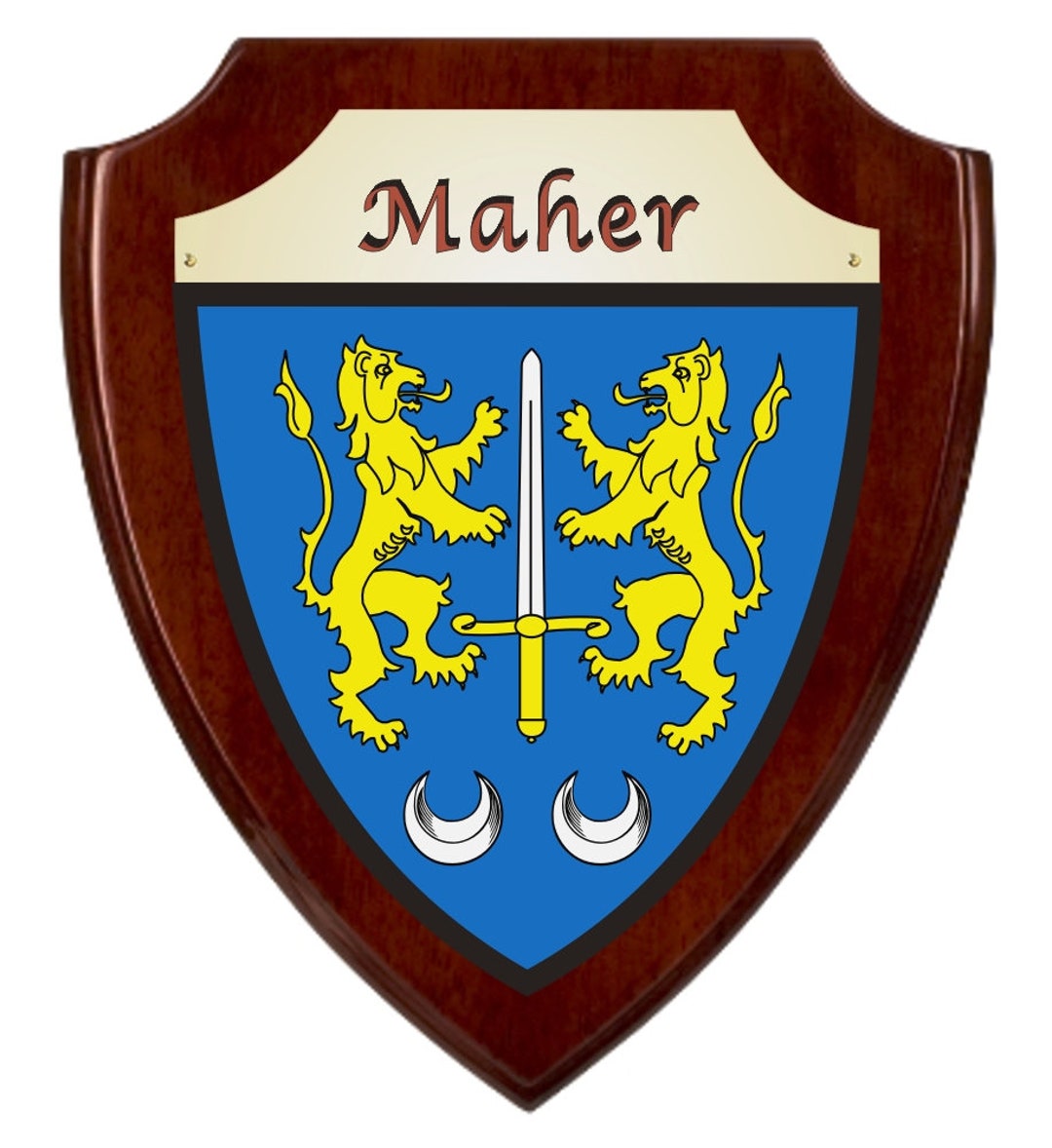 Maher Irish Coat of Arms Shield Plaque Rosewood Finish - Etsy
