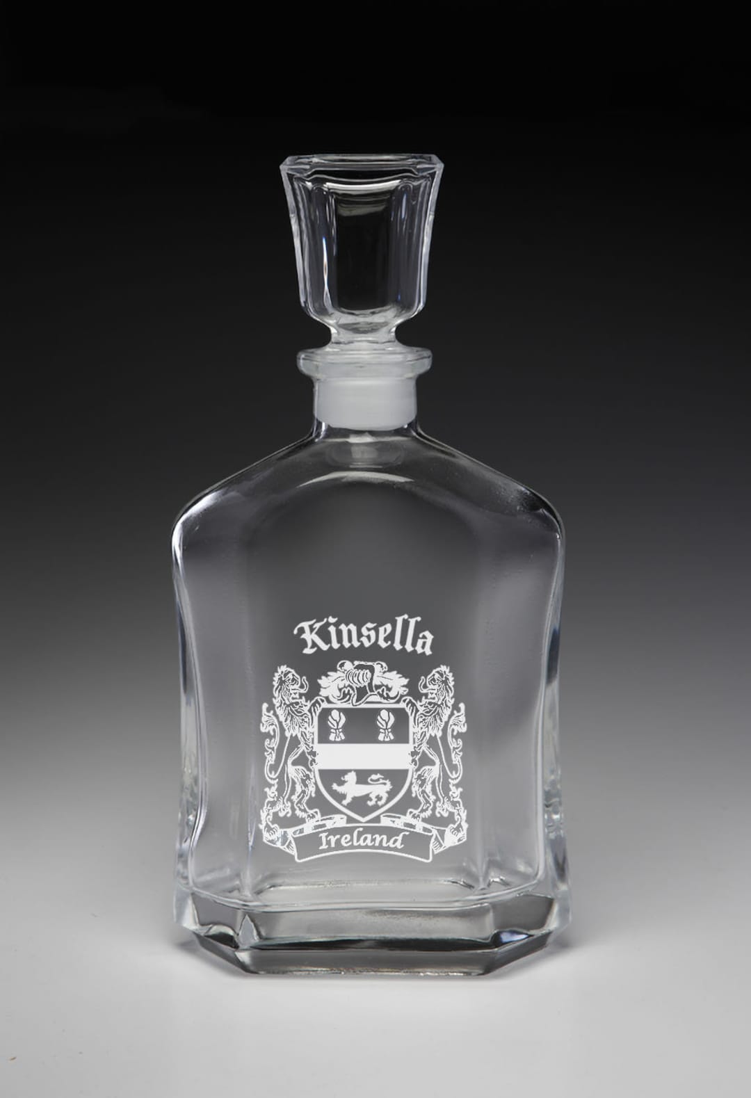 Kinsella Irish Coat of Arms Whiskey Decanter sand Etched - Etsy