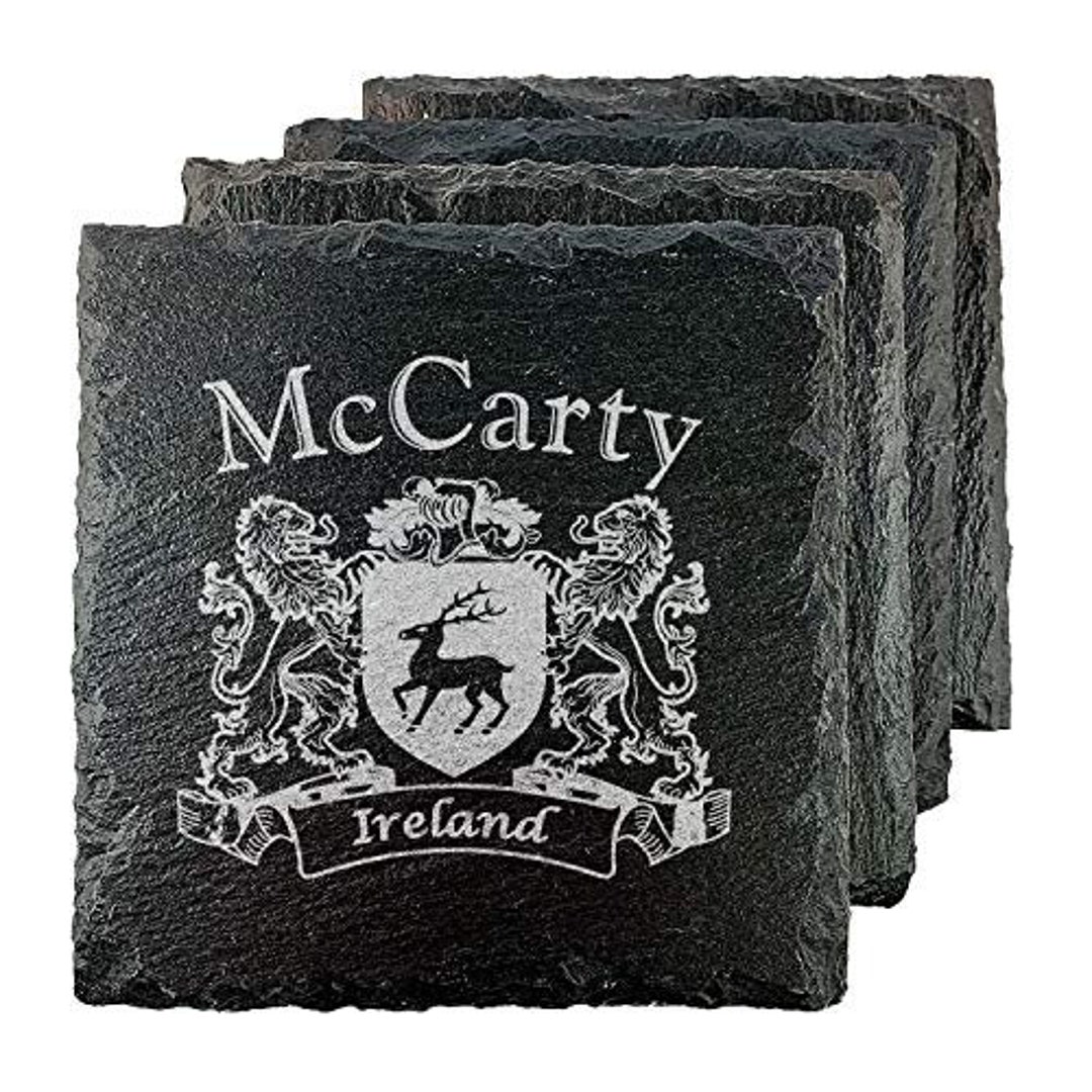 Mccarty Irish Coat of Arms Slate Coasters Set of 4 - Etsy