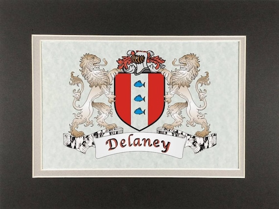 Delaney Irish Coat of Arms Print Frameable 9 X | Etsy