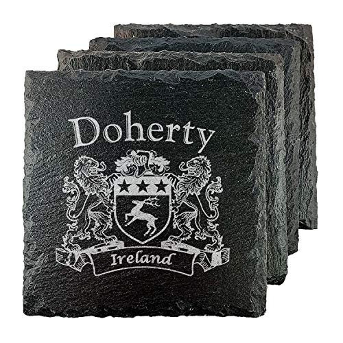 Doherty Irish Coat of Arms Slate Coasters Set of 4 | Etsy