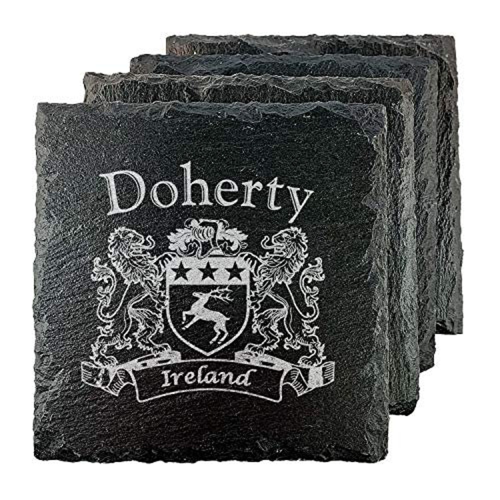 Doherty Irish Coat of Arms Slate Coasters Set of 4 - Etsy