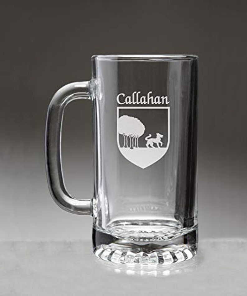 Callahan Irish Coat of Arms Glass Beer Mug (sand Etched) - Etsy