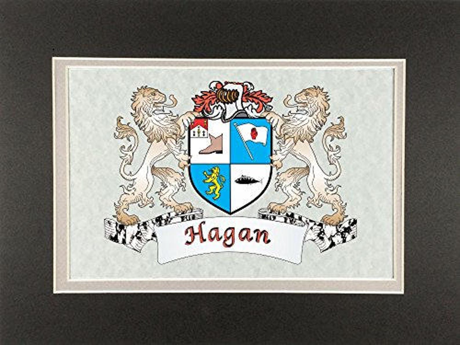 Hagan Irish Coat of Arms Print Frameable 9 x 12 | Etsy