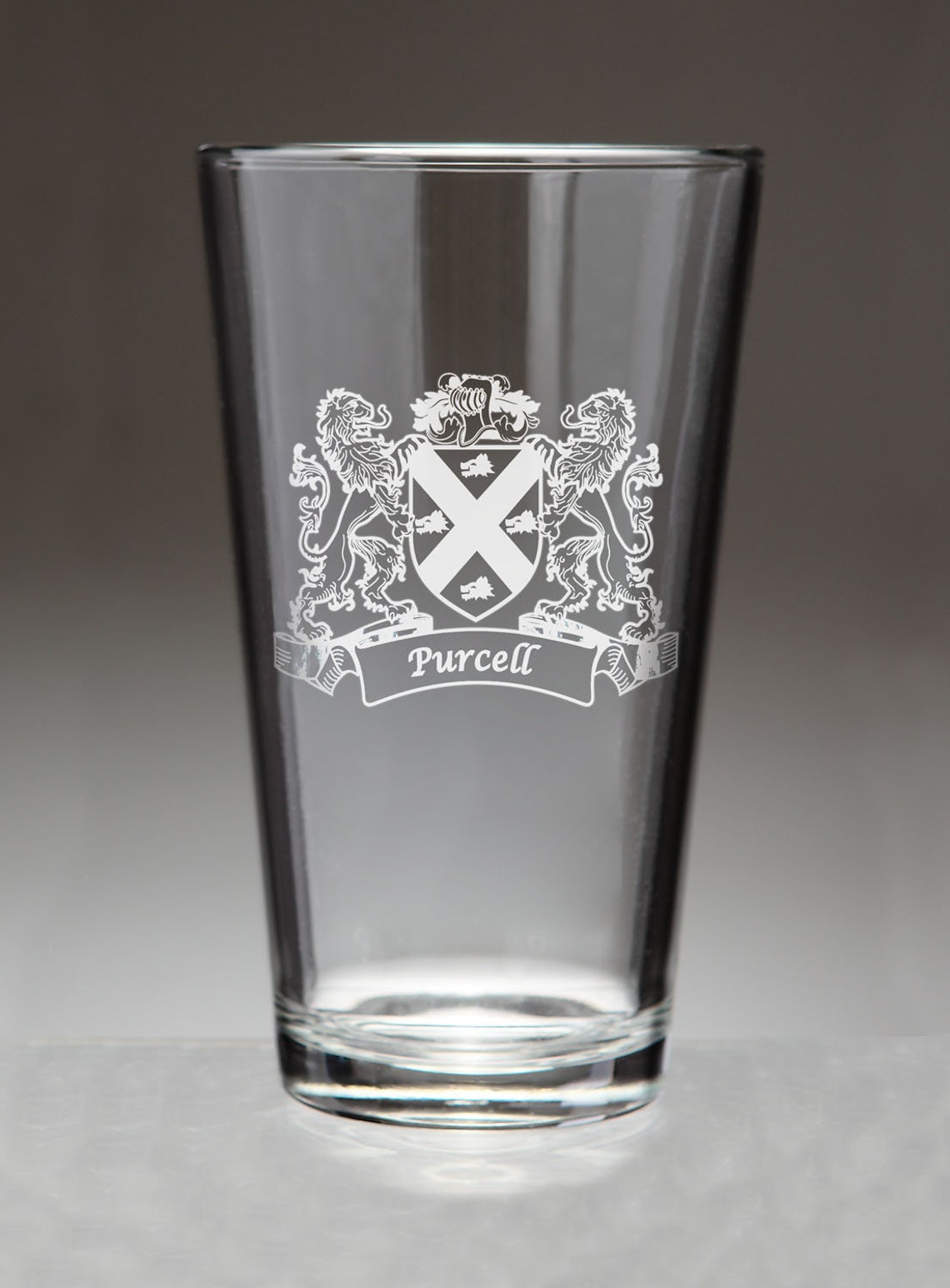 Purcell Irish Coat of Arms Lions Pint Glasses sand Etched - Etsy