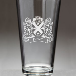 Purcell Irish Coat of Arms Lions Pint Glasses sand Etched - Etsy