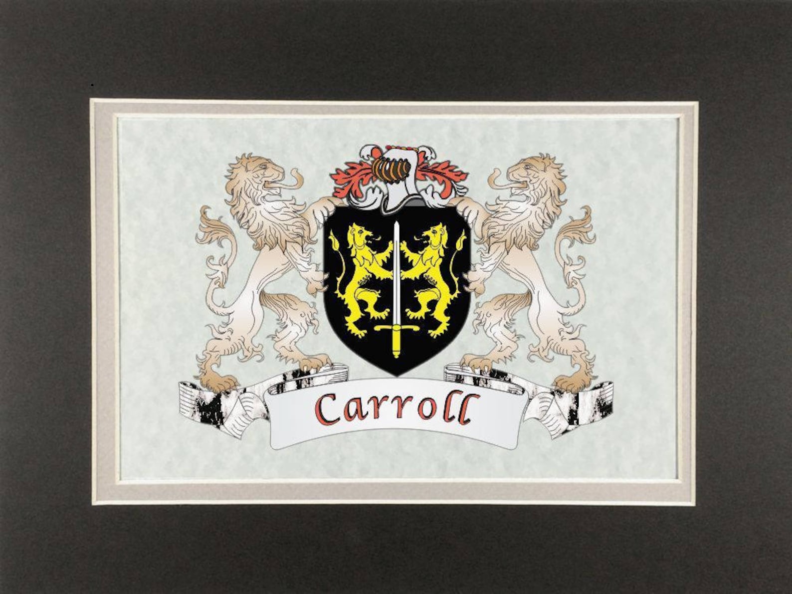 Carroll Irish Coat of Arms Print Frameable 9 X | Etsy
