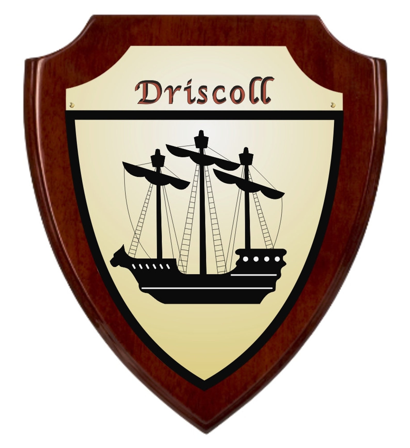 Driscoll Irish Coat of Arms Shield Plaque Rosewood Finish - Etsy