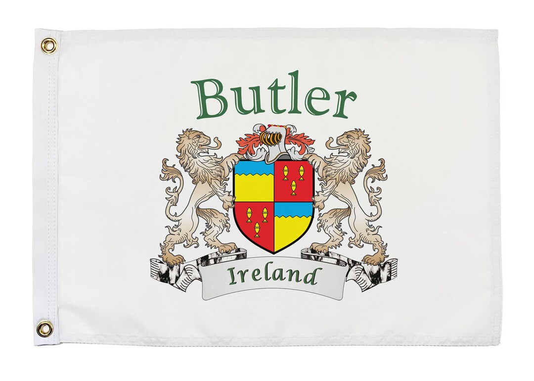 Butler Irish Coat of Arms Small White Flag 12x18 - Etsy