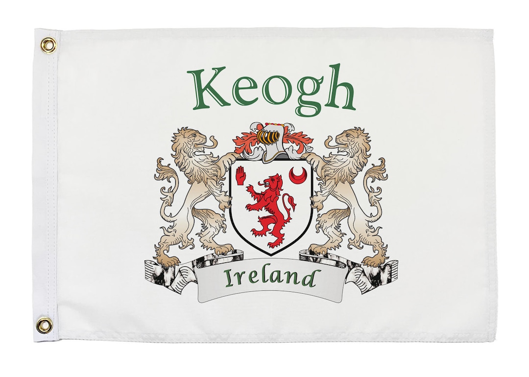 Keogh Irish Coat of Arms Small White Flag 12x18 - Etsy