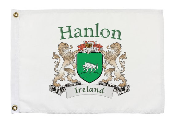 Hanlon Irish Coat of Arms Small White Flag 12x18 | Etsy