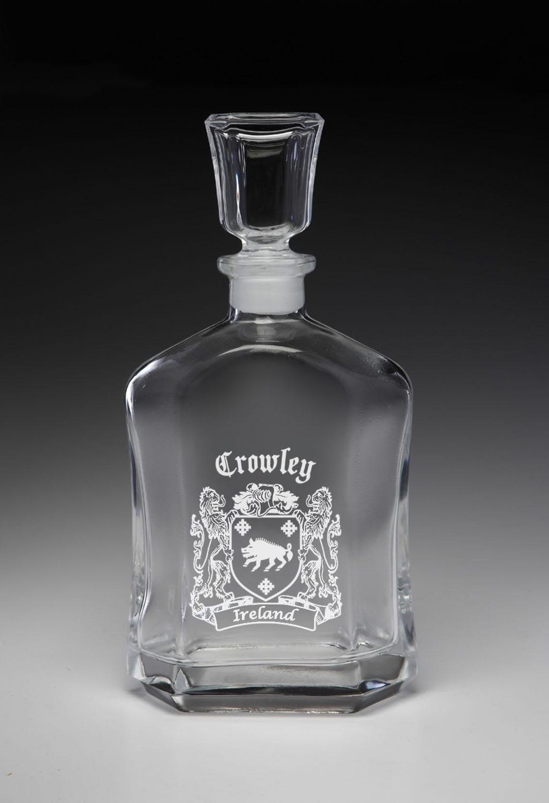 Crowley Irish Coat of Arms Whiskey Decanter (sand Etched) - Etsy