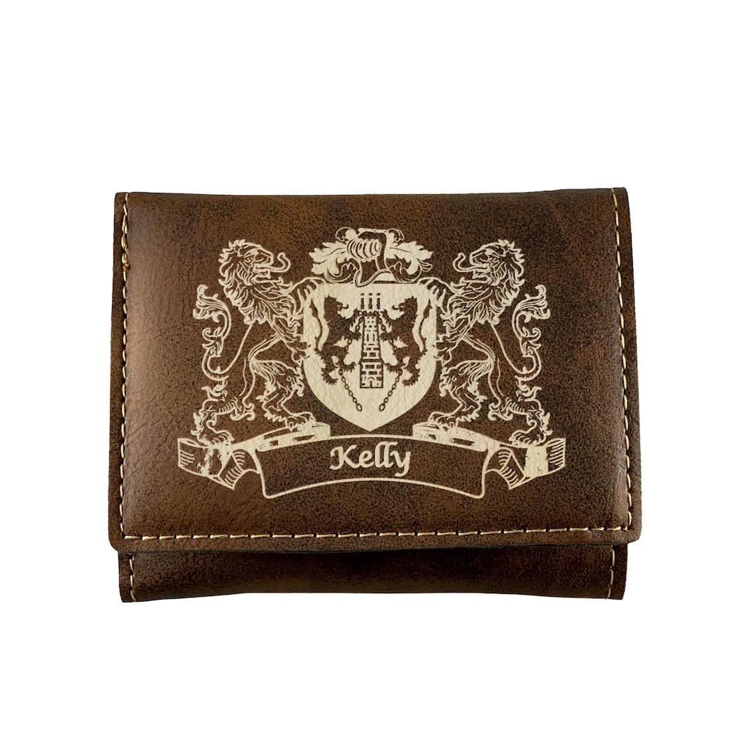 Kelly Irish Coat of Arms Rustic Leather Wallet - Etsy