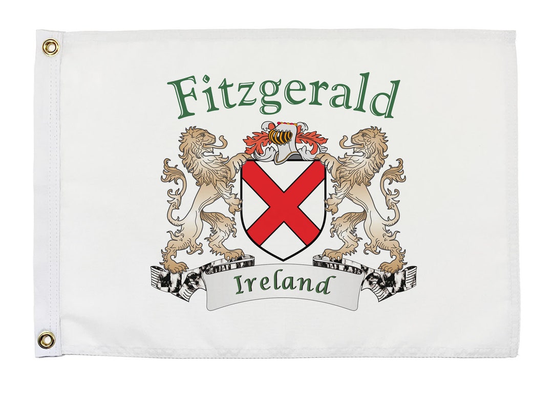 Fitzgerald Irish Coat of Arms Small White Flag - 16"x10.5" Inches - Etsy