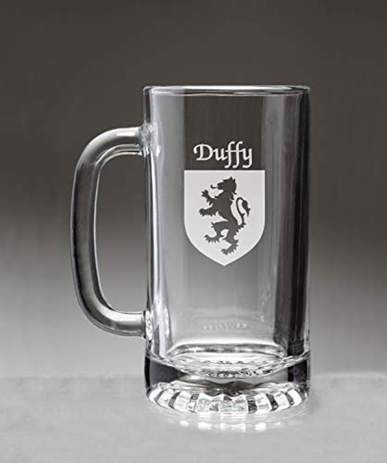 Duffy Irish Coat of Arms Glass Beer Mug sand Etched - Etsy