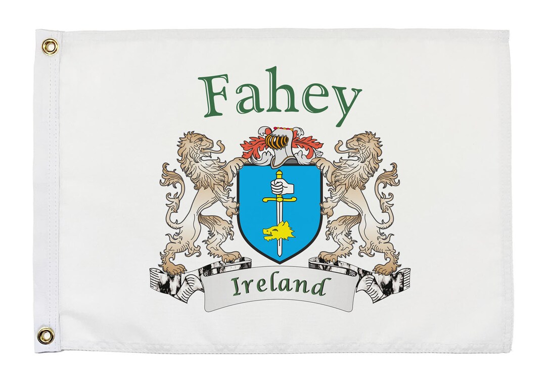 Fahey Irish Coat of Arms Small White Flag 12x18 - Etsy