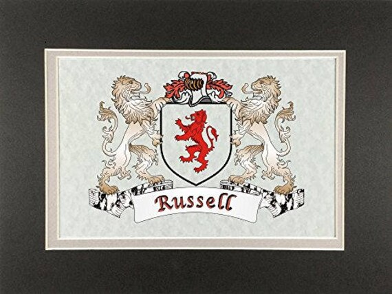 Russell Irish Coat of Arms Print Frameable 9 X | Etsy