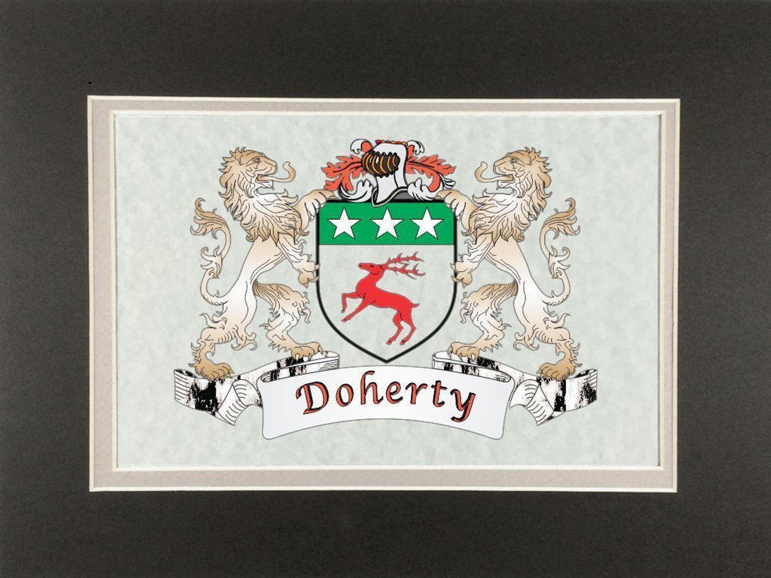 Doherty Irish Coat of Arms Print Frameable 9 x | Etsy