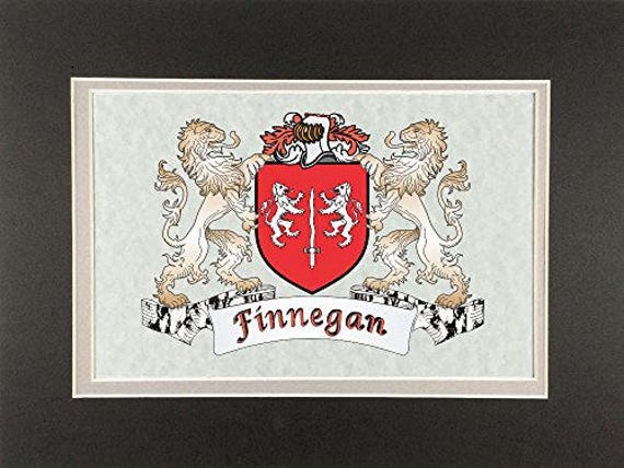 Finnegan Irish Coat of Arms Print Frameable 9 X - Etsy